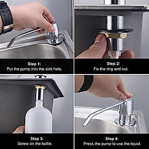 VANNSOO Bathroom Kitchen Sink Soap Dispenser Chrome, 34 oz ( 1000ml ) Brass Large Under Sink Faucet Soap Dispenser Bottle Replacement Detergent Dish Soap Dispenser
