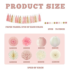 Bridal Shower Decorations,Pink Bridal Shower Decorations Includes Bride To Be Happily Ever After Decorations Paper Flower Ball for Wedding Bachelorette Party Decorations