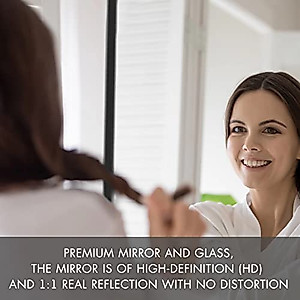 MIRUO Full Length Mirror, 64" x 21" Aluminum Alloy Frame Floor Mirror with Stand, Large Bedroom Mirror, Free Standing or Wall Mounted or Leaning Against Wall, Black