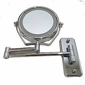LIMEI-ZEN Bathroom Vanity Mirrors Illuminated Makeup Mirror Wall Mounted Makeup Mirror 7x Magnification 8'' Two-Sided Swivel Extendable Bathroom Mirror Shaving Mirrors Nickel Finish Makeup mirror Mirr