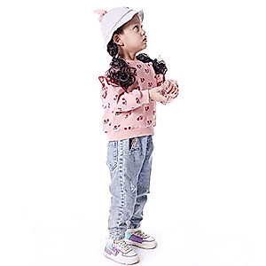 BINIDUCKLING Toddler Crew Neck Sweatshirt Girls 2T Cherry Pink