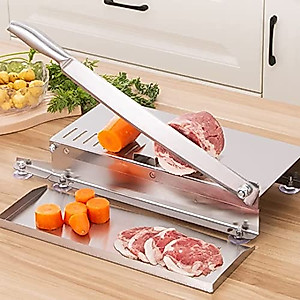 Manual Bone Meat Slicer,Stainless Steel Bone Cutter Machine,Rib Fish Chicken Beef Cutting Machine for Home Cooking and Commercial Cooking 15.3 In(2 Sharp Blades)