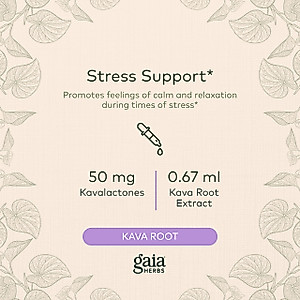 Gaia Herbs Kava Root Extra Strength - Helps Sustain a Sense of Natural Calm, Relaxation,* and Emotional Wellness During Times of Stress - Made with Noble Kava Cultivars - 1 Fl Oz (20-Day Supply)