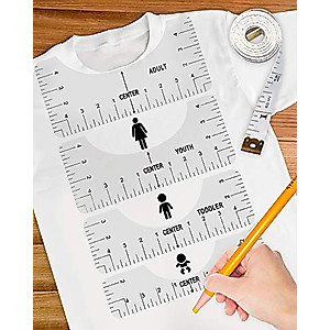6 Pcs T-Shirt Ruler Guide Alignment Tool to Center Designs T-Shirt for Adult Youth Toddler Infant (Transparent)