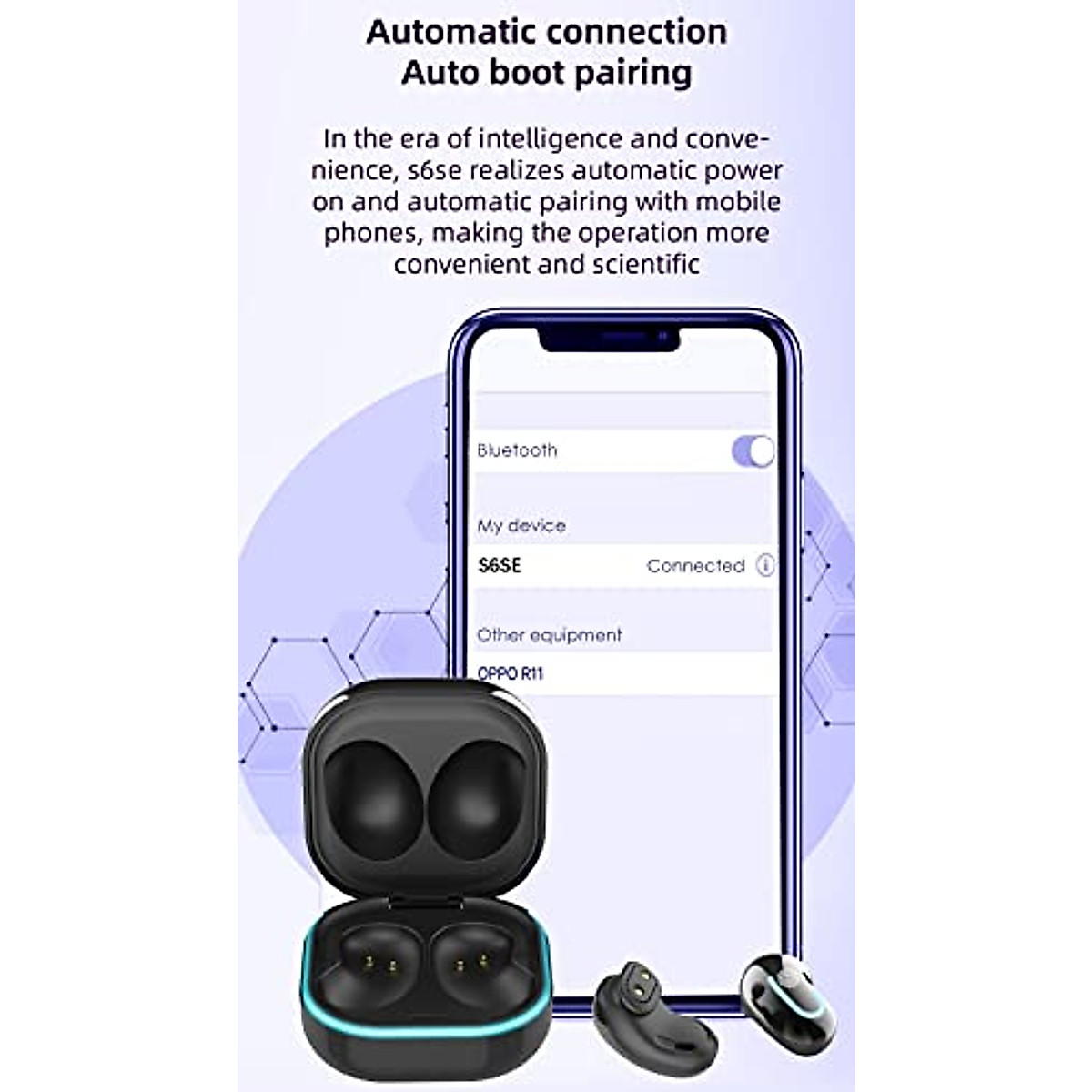 SZYCD Mini LED True Wireless Earbuds for iPhone, Bluetooth 5.1 Headset with Charging Box, TWS Stereo Headphones, Handsfree, Clear Calls, Suitable for Business and Work (Pink)