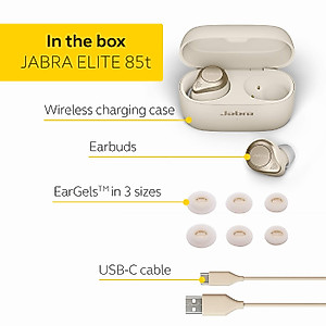 Jabra Elite 85t True Wireless Bluetooth Earbuds, Gold Beige – Advanced Noise-Cancelling Earbuds with Charging Case for Calls & Music – Wireless Earbuds with Superior Sound & Premium Comfort, 12