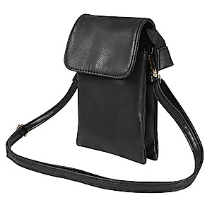 Dull Polish Leather Roomy Pockets Crossbody Bags Cell Phone Purse for iPhone 12 Pro Max Samsung Galaxy S21 Ultra S20 FE Note20 Ultra A51 A52 Google Pixel 5 Moto G10 G20 OnePlus 9 BLU G90 Pro (Black)