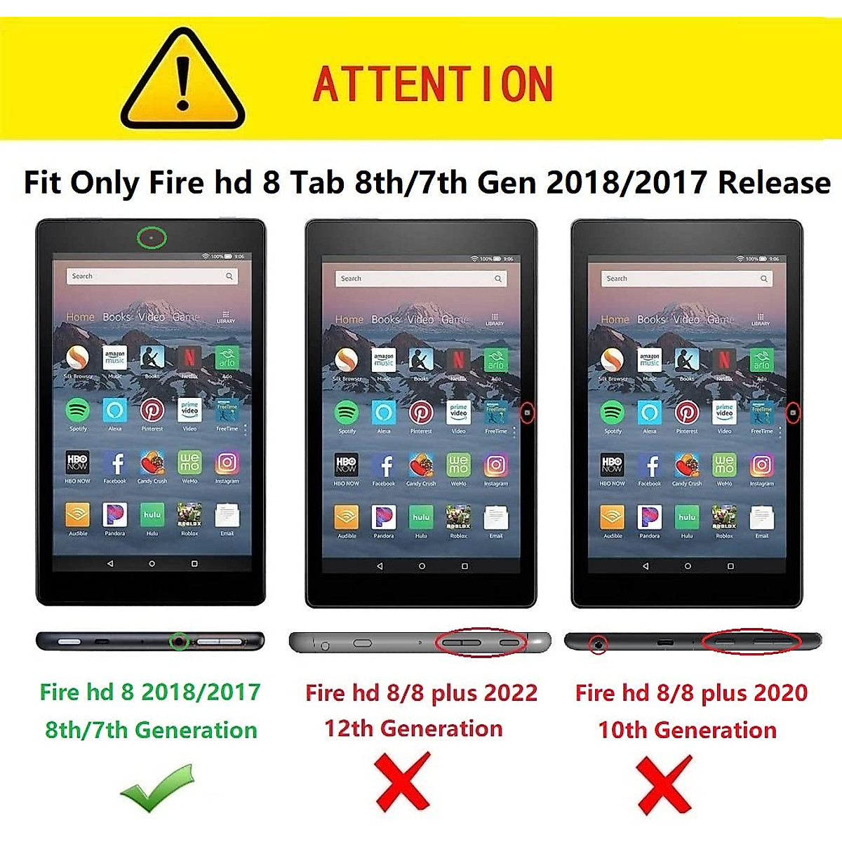 MAOMI for Kindle Fire hd 8 Case 2017/2018 Release 7th/8th Generation,Kickstand Heavy Duty Cover [ NOT fit HD 8 Tablet 12th/10th Gen 2022/2020 Release] (Blue)