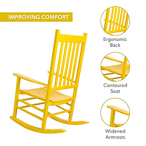Shine Company Vermont Rocking Chairs, Outdoor Front Porch Rocker Set of 2, Lemon