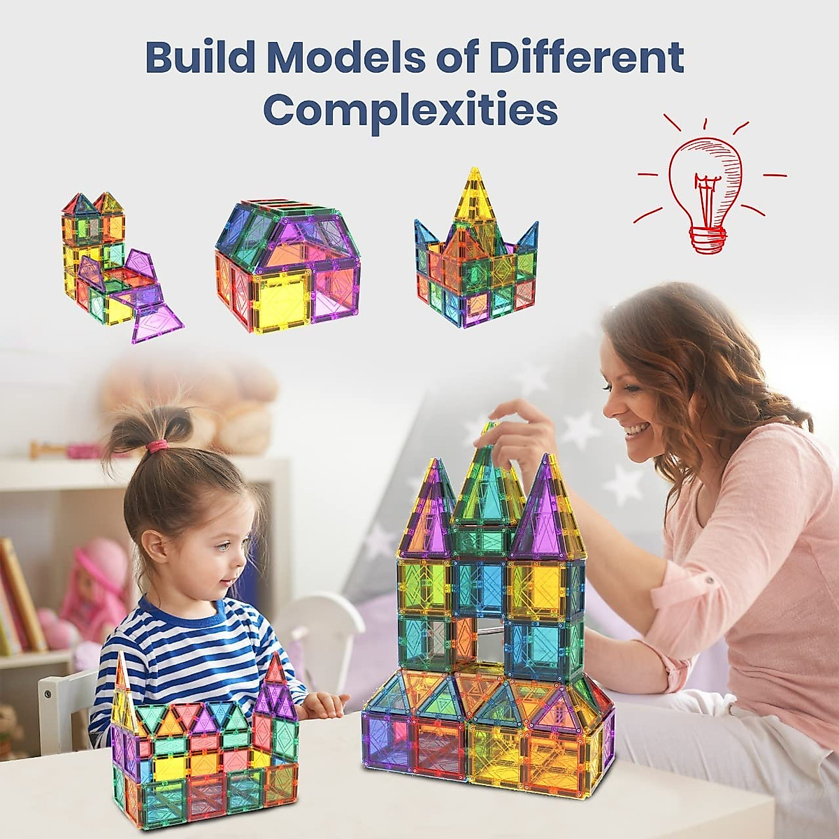 MagVision 20-Piece Magnetic Building Tiles Set, Stem Magnetic Building Blocks, Extra Strong and Safe Magnets, Stem Toys, Magnetic Blocks, Educational Toys for Children Ages 3+ Years