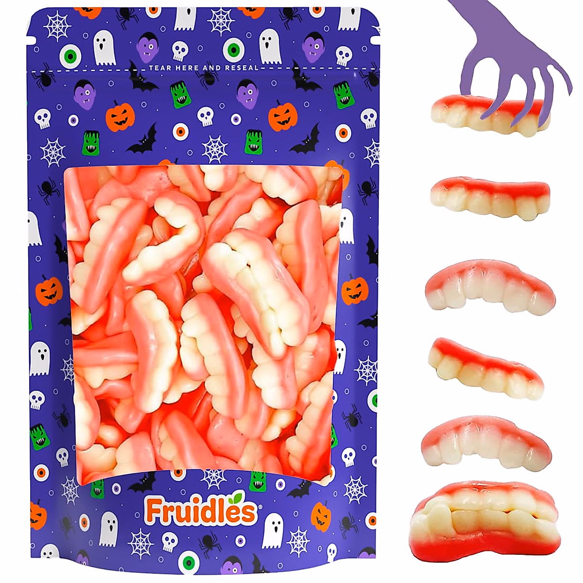 Fruidles Gummi Teeth Candy, Delicious Fruit Flavors Gummies (Half-Pound)