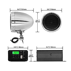 BOSS Audio Systems MC520B 3 Inch Motorcycle Speakers and Amplifier Stereo Sound System - Bluetooth, Weatherproof Full Range Speakers, 2 Channel Amplifier, Wireless Remote, Use With ATV UTV