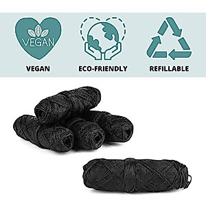 Bamboo Charcoal Dental Floss Refills, Bambo Woven Fibres, 5 x 33 Yards, Organic Refillable Dental Floss, Natural Floss, Eco-Friendly Floss. Plant-Based Candelilla Wax Floss with Natural Mint Flavoring