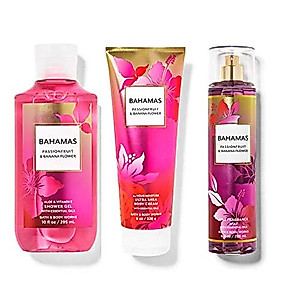 Bath and Body Works Bahamas Passionfruit & Banana Flower 3 Piece Set Shower Gel, Body Cream, Fine Fragrance Mist