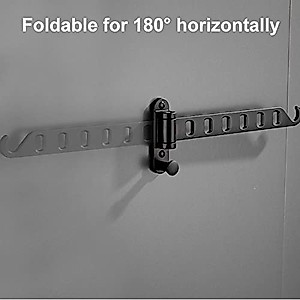 TOHERVIE Wall Mounted Clothes Hanger Rack, Laundry Hangers Folding Clothes Drying Racks for Laundry Room Organization with Hooks Swing Arm, Closet Organizer for Bedroom, Bathroom, Pack of 2 (Black)