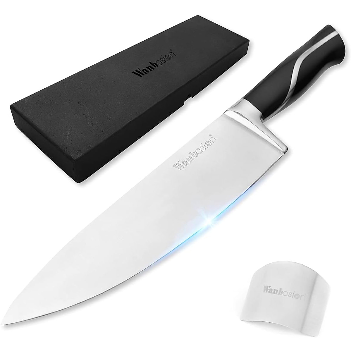 Wanbasion Chef Knife Professional 8 inch, Stainless Steel Kitchen Knife with Finger Guard, Sharp Knife for Cutting Meat