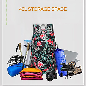 WEREWOLVES 40L Hiking Backpack, Water Resistant Travel Packable Foldable Lightweight Daypack for Women Men…