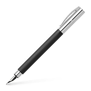 Faber-Castell Ambition 148140 Fountain Pen High-Grade Resin Nib Size M Barrel Colour Black/Silver
