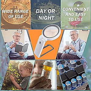 AIXPI 30X 10X Magnifying Glass with Light and Stand, Large Lighted Magnifying Glass 18 LED Illuminated Handheld Magnifier Folding for Reading, Close Work, Coins, Jewelry, Macular Degeneration