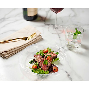 Munfix 9 Inch Clear Plastic Plates 200 Bulk Pack - Disposable Plates for BBQ Party Dinner Travel and Events, Microwavable Recyclable