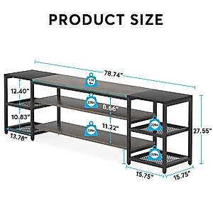Tribesigns 78 Inch TV Stand for TVs up to 85 Inch, Media Entertainment Center Console Table, Industrial 3-Tier TV Console Table with Storage Shelves for Living Room, Entertainment Room
