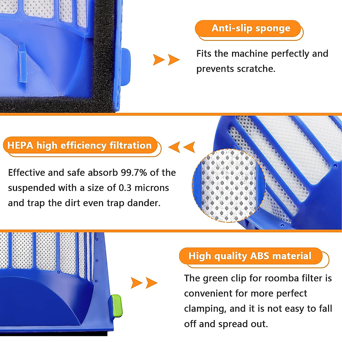 10 Pack Aero Vac Filter by Blutoget - Compatible for iRobot Roomba 500 & 600 Series 536 550 551 595 614 620 630 645 650 655 660 665 670 675 677 680 685 690 Vacuum Cleaner Accessories,with a brush