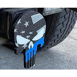 Punisher Blue Line Dark Mode Hitch Cover - Made in USA