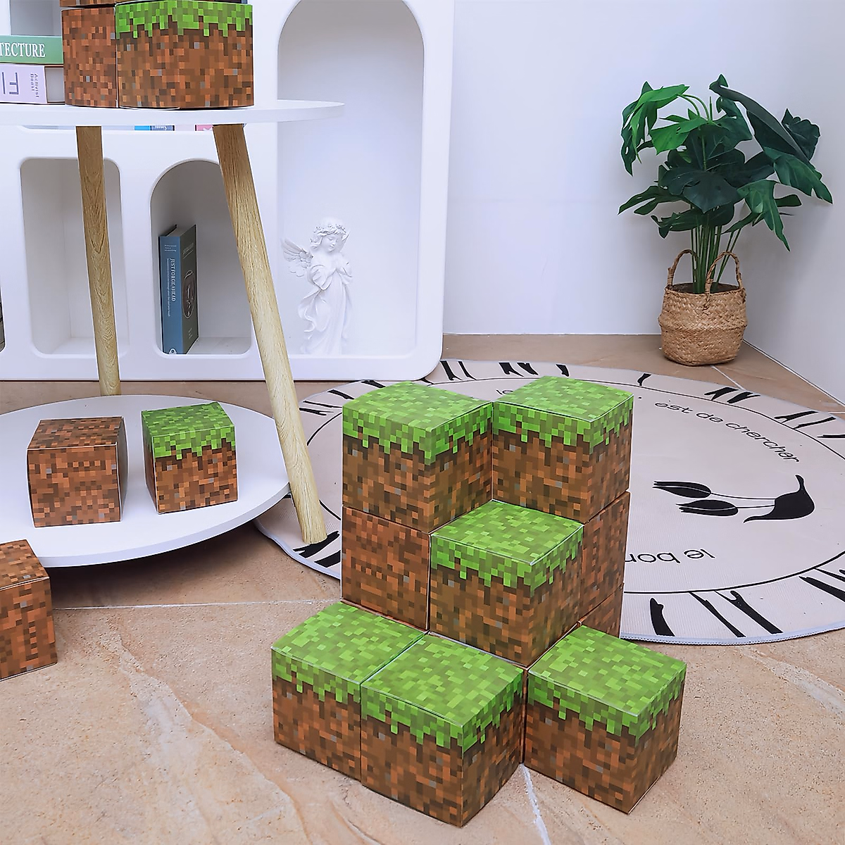 Ocnova 24 Pcs Treat Boxes for Game Miner Theme Birthday Decorations, Pixel Video Game Party Supplies, Small Gaming Pixelated Party Favor Box (3.5 x 3.5 Inch)