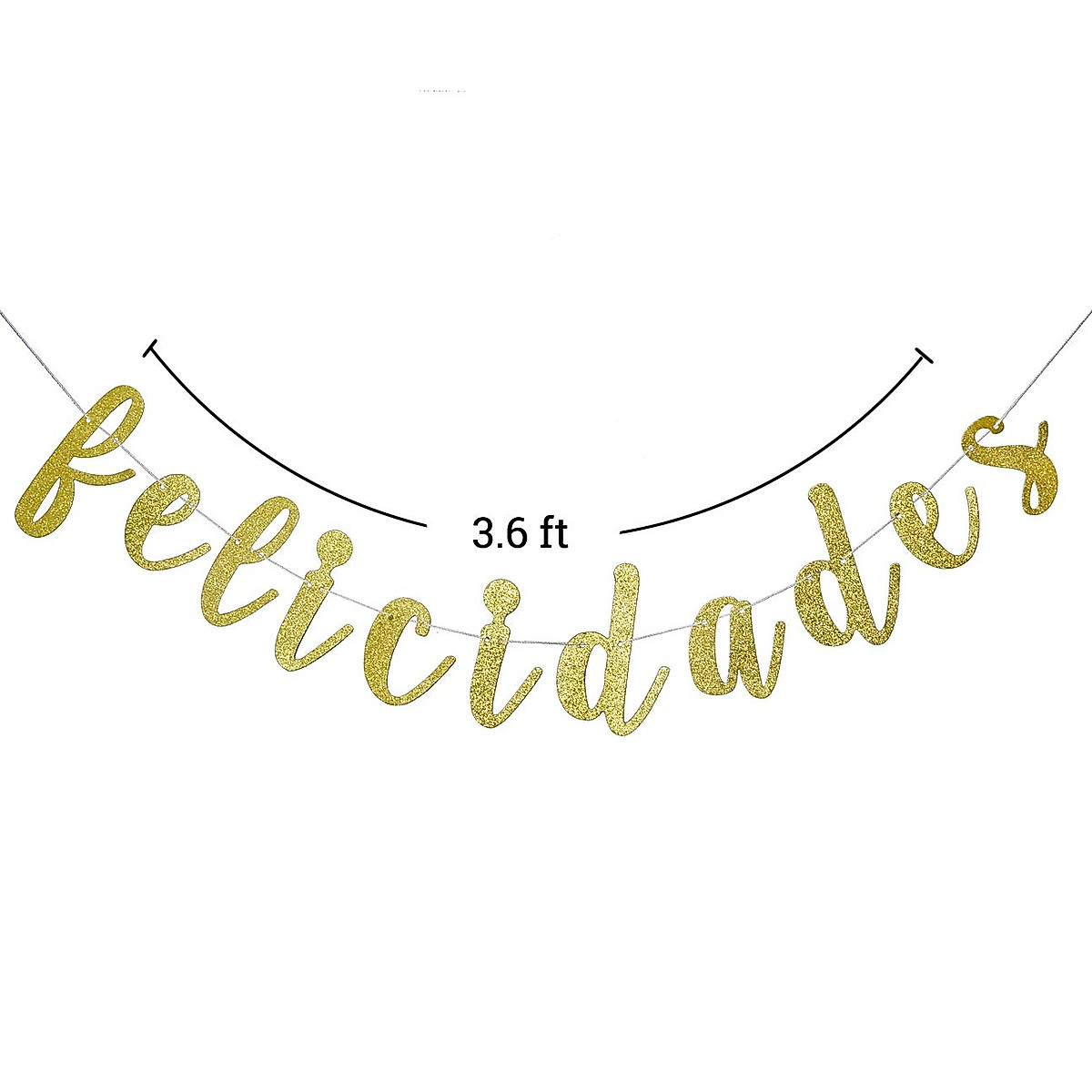 Felicidades Glitter Banner, Graduation, Wedding, Home Party Decorations, Congratulations Assembled Photo Backdrop Supplies (Gold)