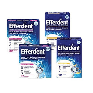 Efferdent Denture Care, Variety Pack, Denture Cleanser Tablets (20ct), Overnight Denture Cleanser Tablets (90ct) (2 of each)