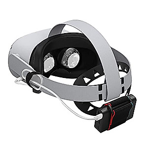 Esimen 2 in 1 Headset Strap Pad with Battery Strap for Oculus Quest 2 Head Back Padding,Gravity Pressure Balance Cushion Comfortable Soft TPU Pad Accessories (Black)