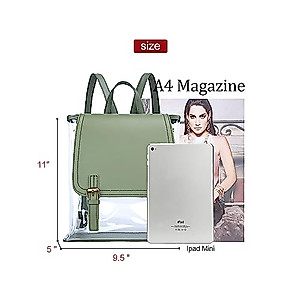 KKXIU Girls Fashion Clear Backpack Stadium Approved Bag Transparent See Through Bookbag Purse for Women and Ladies (Green)