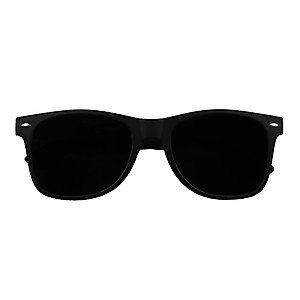 ShadyVEU Super Dark Round Sunglasses UV400 Casual Blacked Out 80's Retro Shades (Soft Black Frame, Dark Black)