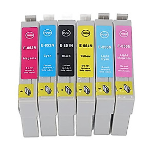 Ink Cartridge BK C M Y LC LM 6 Colors Printing Accessory Part Clear Printing Large Capacity Broad Utility for Photo Paper Document (T0821N/T0822N/T0823N/T0824N/T0825N/T0826N)