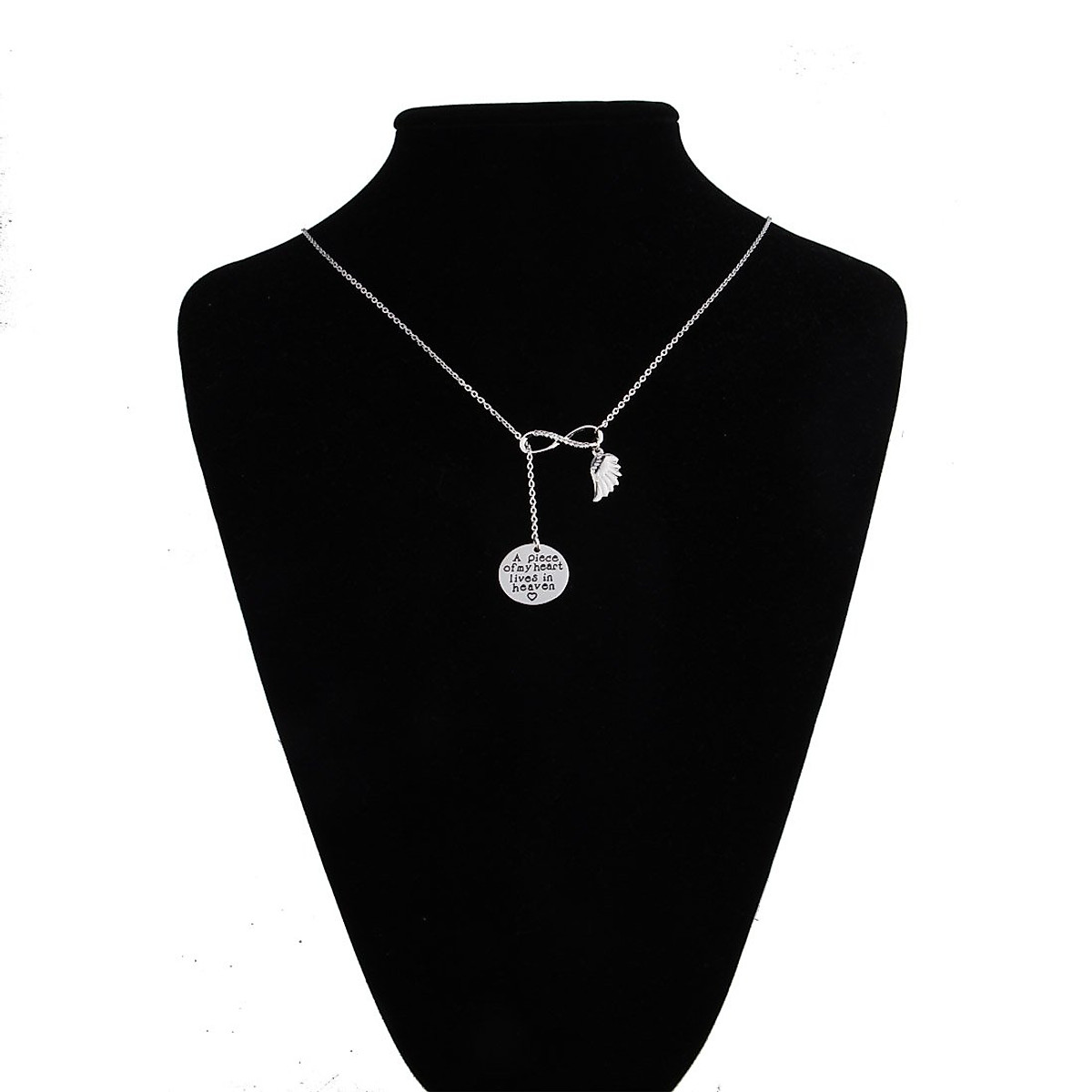 Memorial Jewelry Sympathy Gift A Piece of My Heart Lives In Heaven Lariat Y Necklace Loss Jewelry Gift (Y neckalce)