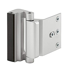 Defender Security Satin Nickel U 10827 Door Reinforcement Lock –3” Stop & U 10385 Prime Line Door Strike, for Use with 5-1/2 in and 6 in Hole Spacing's On Dead Latch and Deadbolt, Steel, Satin Nickel