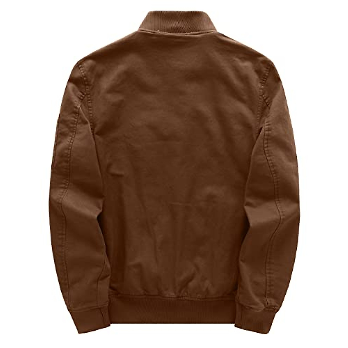 WenVen Men's Washed Cotton Bomber Jacket Active Track Windbreaker (Coffee, 3XL)