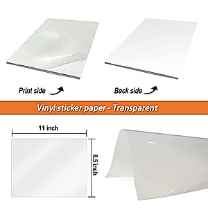 Stampcolour Printable Vinyl Sticker Paper for Cricut,Transparent No-Waterproof, Clear Decal 50 Sheets Self-Adhesive Crafts,Dries Quickly Tear Resistant-for Any Epson HP Canon Sawgrass Inkjet Printer