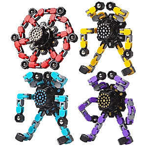 Gokeey Transformable Fidget Spinners 4 Pcs for Kids and Adults Stress Relief Sensory Toys for Boys and Girls Fingertip Gyros for ADHD Autism for Kids Valentines Day Gifts (Fidget Toy 4pc)