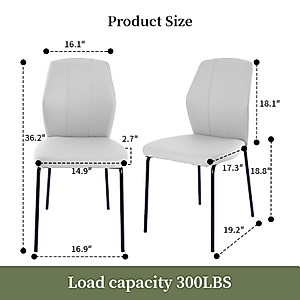Zerifevni Set of 4 Dining Chair Modern Elegant Side Chairs Leather Durable Wide Cushion for Kitchen Room (4-White)