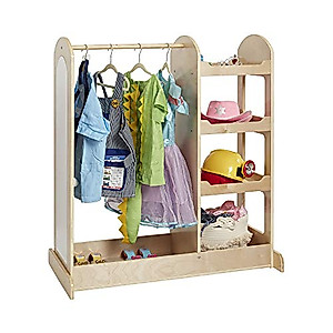 ECR4Kids Dress Up Center with Mirrors, Costume Organizer, Natural