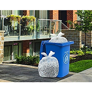 95-96 Gallon Clear Trash Bags, (Value 25 Bags w/Ties) Extra Large Clear Plastic Garbage Bags, 61"W x 68"H.