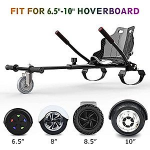 COOL&FUN Hoverboard Seat Attachment Go Kart Adjustable Frame Length Accessory for 6.5''8''10',Hoverboard Accessories for self Balancing Scooter