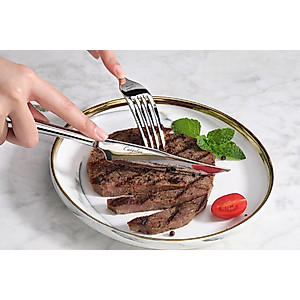 Cangshan 1027044 Rain II Series 8-Piece 420 Stainless Steel Forged Steak Knife Set in Bamboo Storage Chest