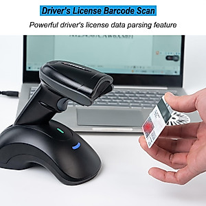 TEEMI Bluetooth Barcode Scanner with USB Charging Cradle Data Receiver, 1D 2D QR Wireless Imager with Vibration Alert for iOS Android Devices, BT 5.0 Longer Transfer Range, Handsfree Screen Scanning