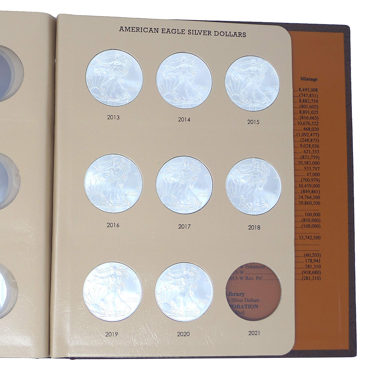2011-2020 Silver Eagle 10 Coin Starter Set in Dansco Deluxe American Eagle Silver Dollar Album #7181 Uncirculated