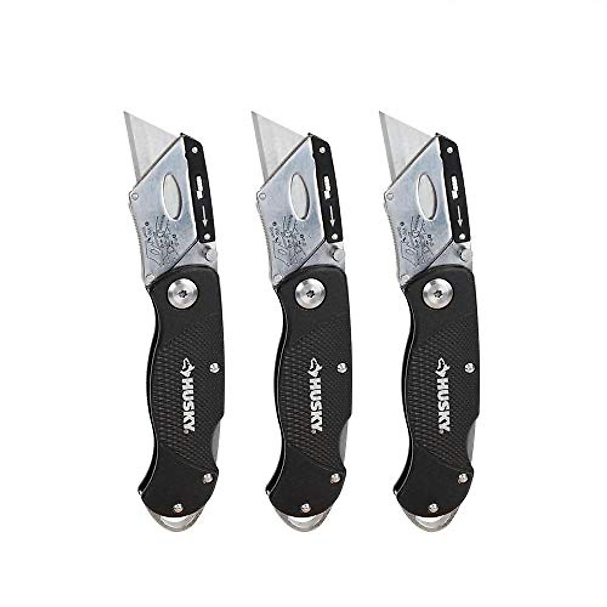 HUSKY 99732 Folding Lock-Back Utility Knife (3-Pack)