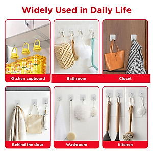 Vsezund 10 Pack Wall Hooks for Hanging 33lb(Max) Heavy Duty Self Adhesive Hooks Transparent Waterproof Sticky Hooks for Keys Bathroom Shower Outdoor Kitchen Door Home Improvement Utility Hooks
