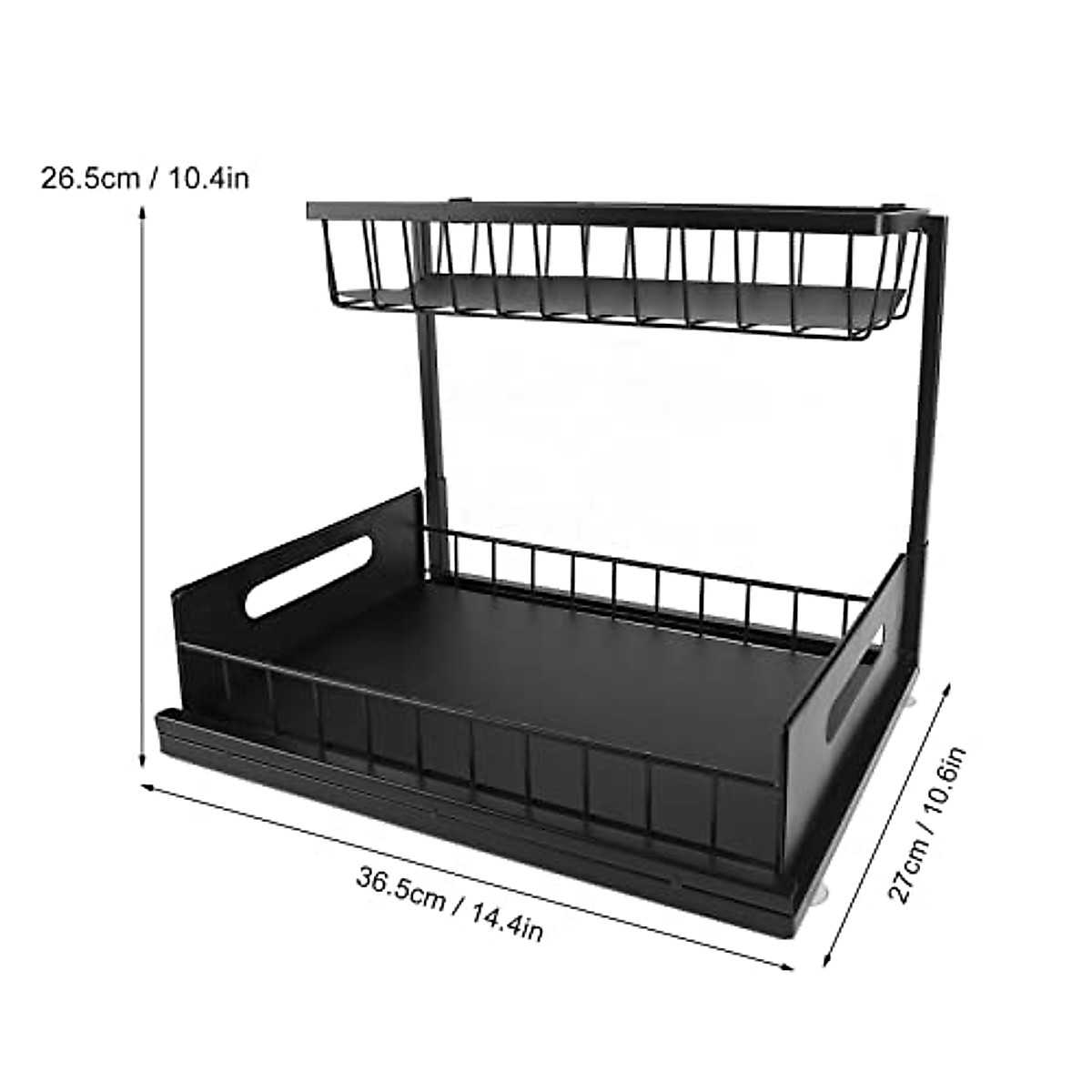 Miskall Under Sink Organizer L Shape 2 Tier Slide Out Sink Shelf for Under Kitchen Bathroom Sink Organizers and Storage Cabinet Organizer Black