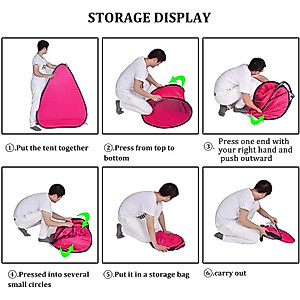 Pop Up Beach Tent, Quick Instant Automatic Portable Anti UV Sun Shelter Tents Fit 3-4 Persons for Outdoor Camping, Fishing, Park Picnic Baby Beach Tent (Blue-Pink)